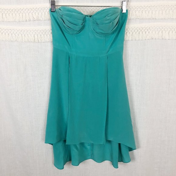 Zimmermann | Dresses | Zimmermann Turquoise Strapless Silk Mini Dress 6 ...